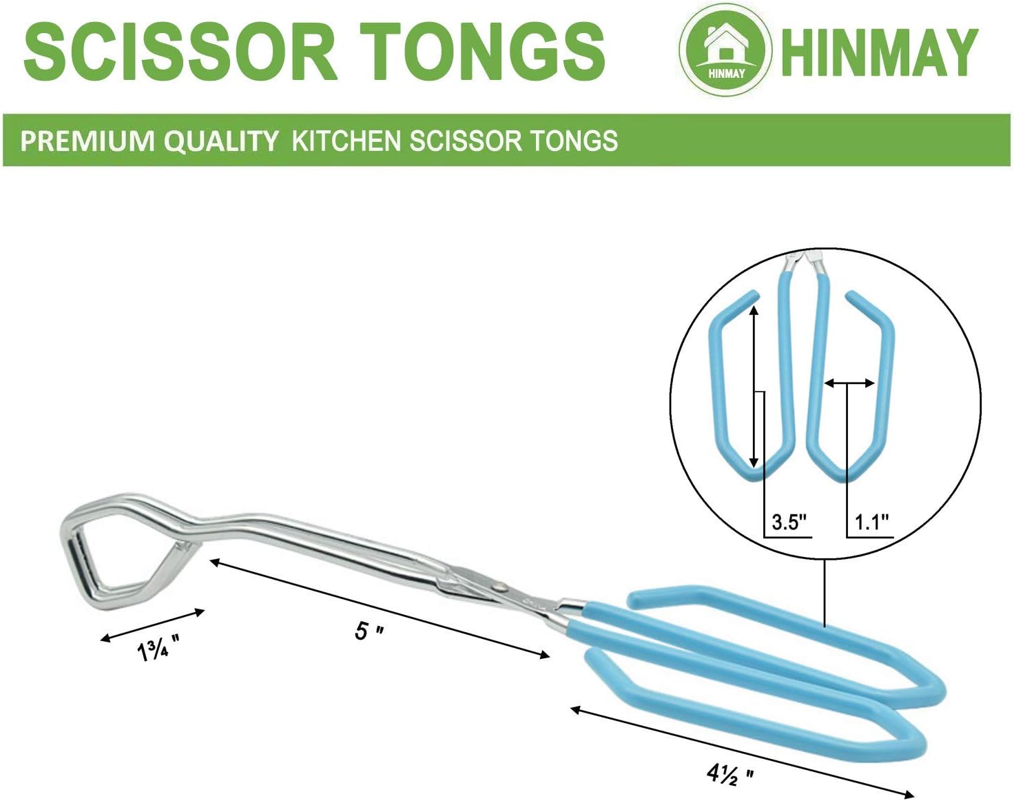 HINMAY Kitchen Scissor Tongs 11-Inch Heavy Duty Stainless Steel Scissor ...