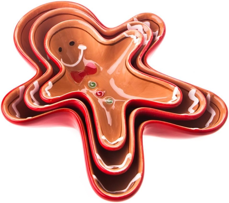 Gisela Graham : Ceramic Gingerbread Man Dishes (set of 3): Amazon.co.uk ...
