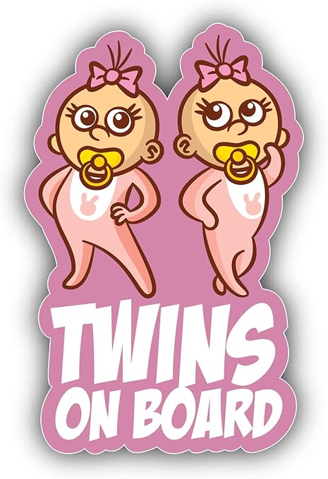 Amazon.com: Twins On Board Girls Vinyl Sticker Car Bumper Decal: Sports ...