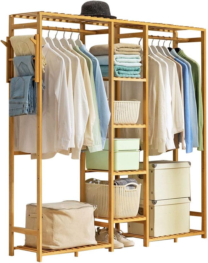 Hilier Modern Minimalist Wooden Clothes Rail Stand – BigaMart