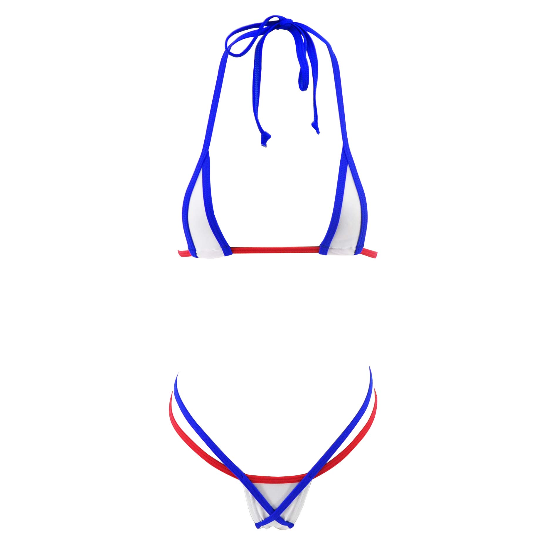 Blue White Red Micro Bikini Mini Thong Bottom Extreme Bathing Suit Sexy ...