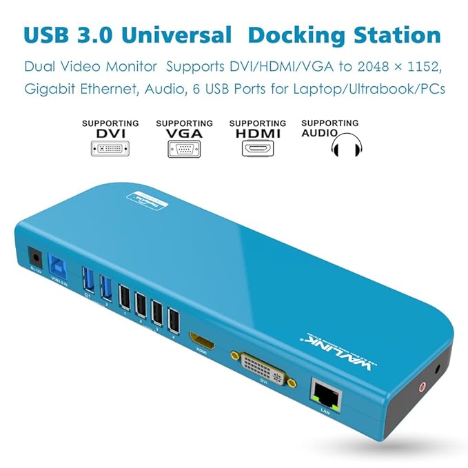 Wavlink Universal Docking Station USB 3.0 Dock with: Amazon.co.uk ...