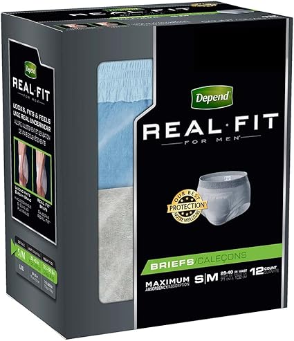 Amazon.com: Depend Real Fit for Men Briefs, Small/Medium, Pk/12: Health ...