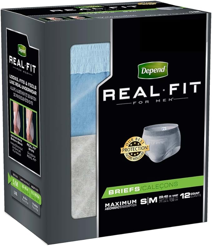 Amazon.com: Depend Real Fit for Men Briefs, Small/Medium, Pk/12: Health ...