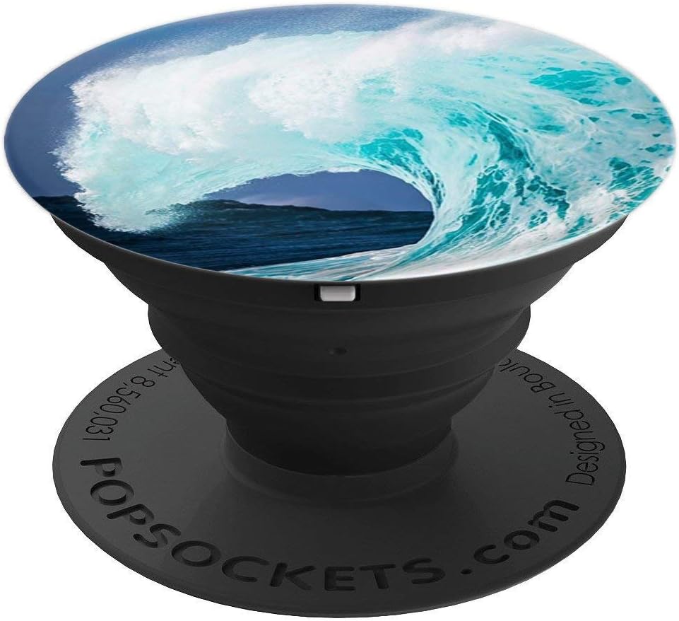 Amazon.com: Blue Ocean Waves Sunny Beach Design On Black PopSockets ...