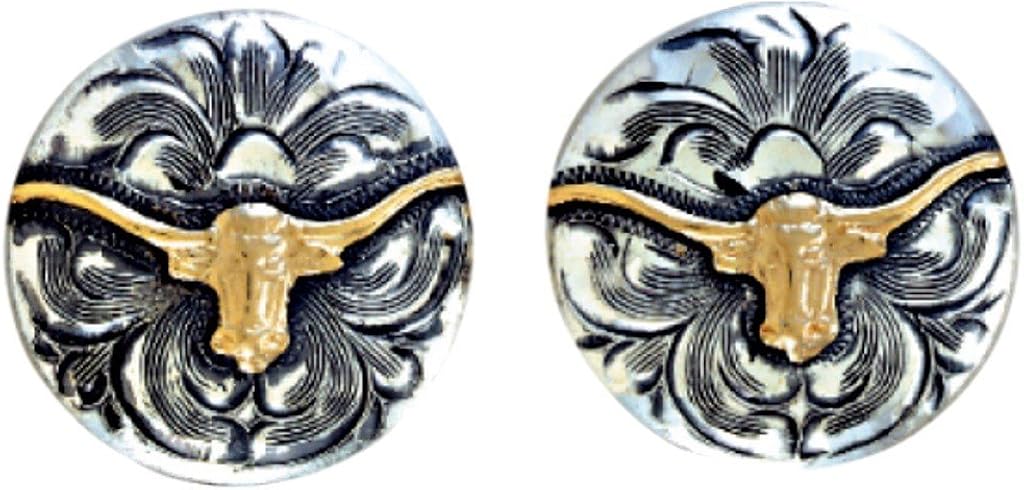 Amazon.com: Vogt Silversmiths Western Cufflinks Mens Domed Discs Silver ...