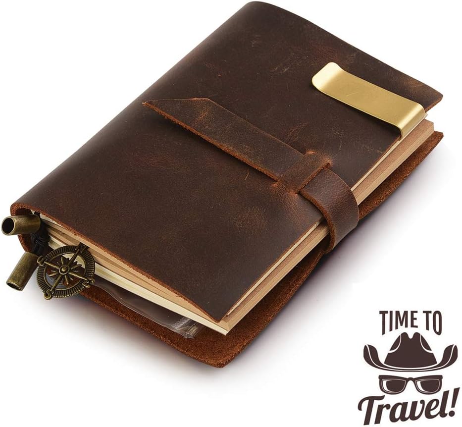 Classic Genuine Leather Notebook – 5.3" × 4" Refillable Pages Leather ...