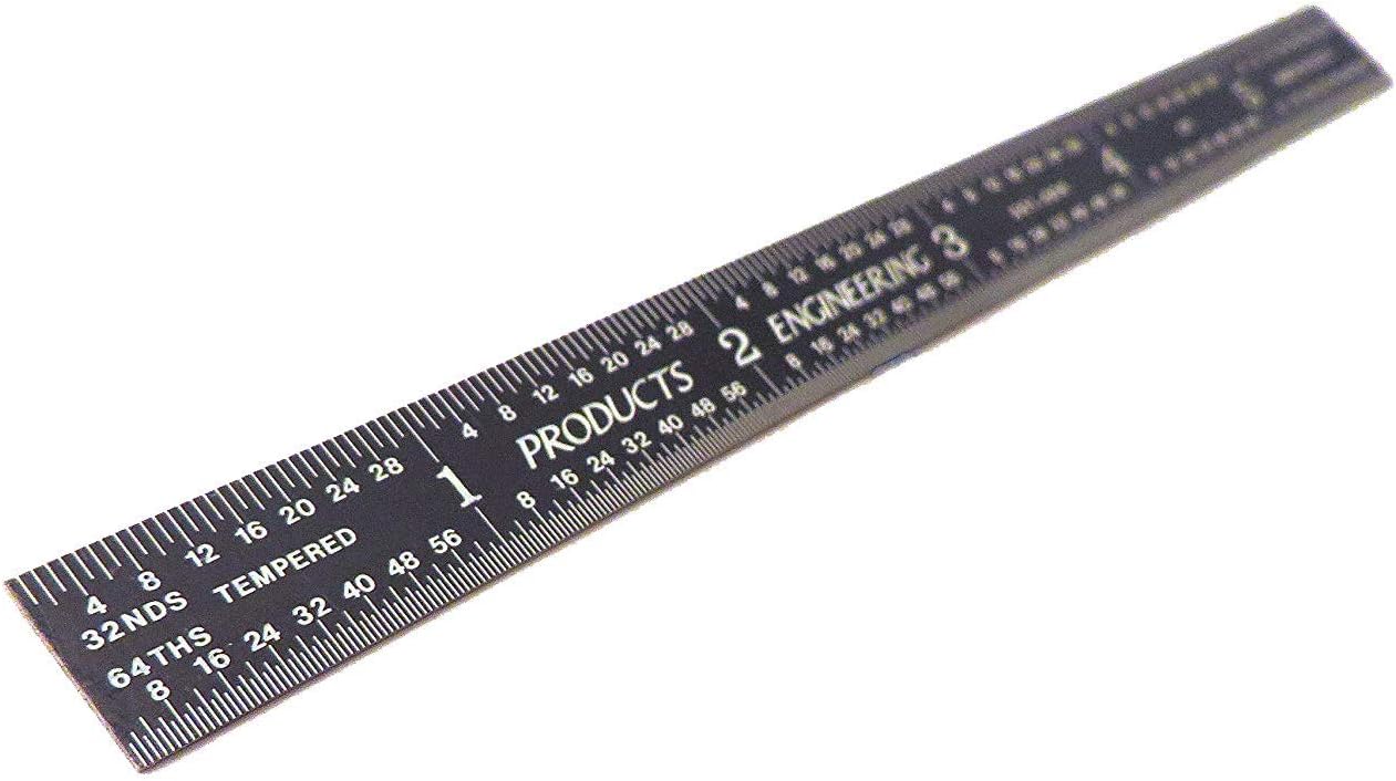 PEC Tools 12 5R rigid black chrome,High Contrast machinist ruler with ...