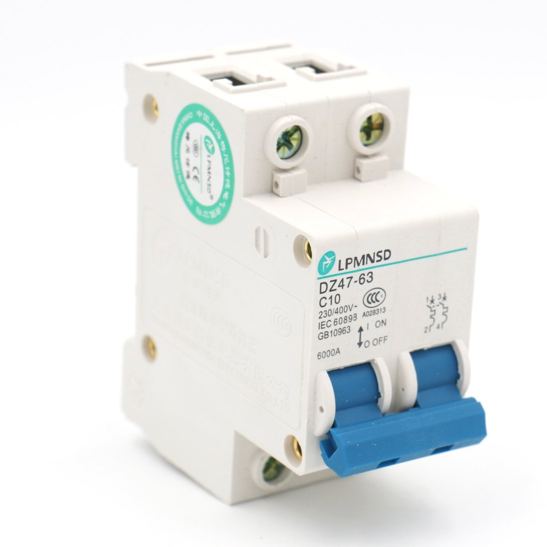 Baomain Miniature Circuit Breaker DZ47-63 C10 AC 230V 400V 10Amp 2 Pole DIN Rail Mounting ...