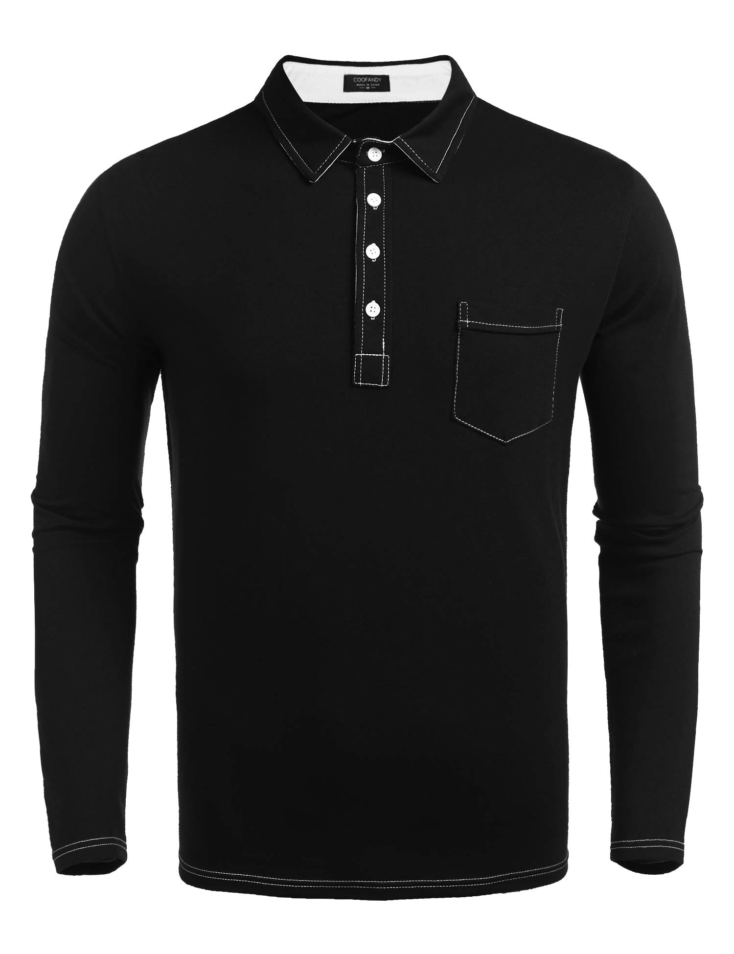 COOFANDY Men's Long Sleeve Polo Shirt Slim Fit Casual Business Cotton T Shirt - GearUP Swag