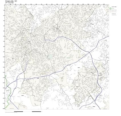 Amazon.com: ZIP Code Wall Map of Greenville, SC ZIP Code Map Laminated ...