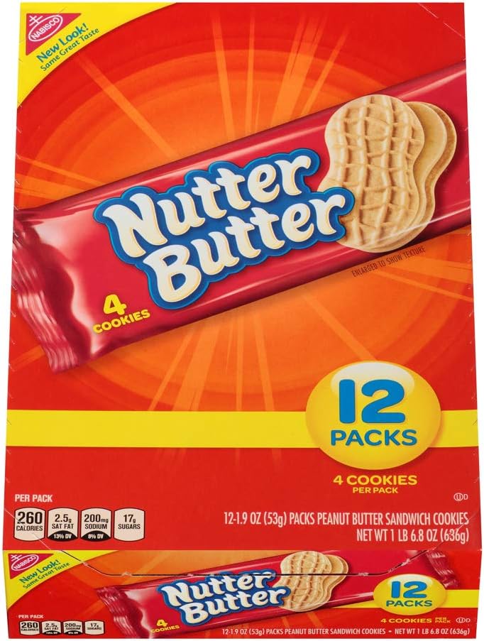 Nutter Butter Peanut Butter Sandwich, 1.9-Ounce Single Serve Bags (Pack ...
