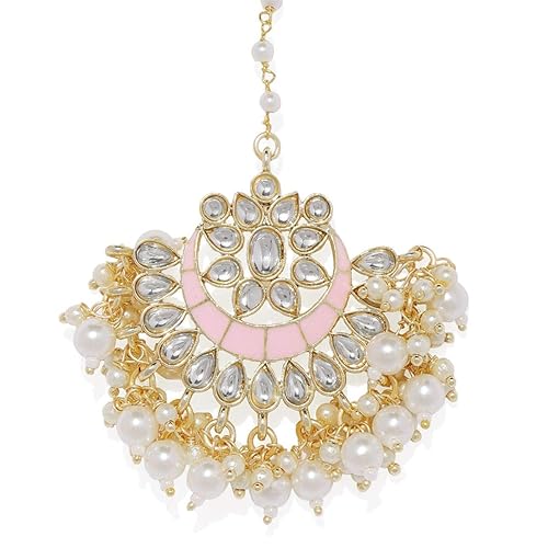 Buy Accessher Kundan Chaandbali Style Bindiya Style Brass Ethnic Maang ...