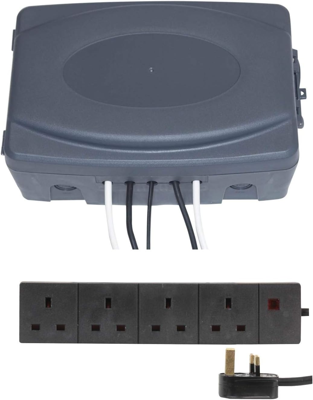 Outdoors Weatherproof Electrical Junction enclosure with 10 Metre 4 Way ...