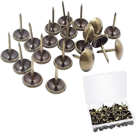 Suithink 125PCS 11x17mm Upholstery Tacks Antique Brass Furniture Nails ...
