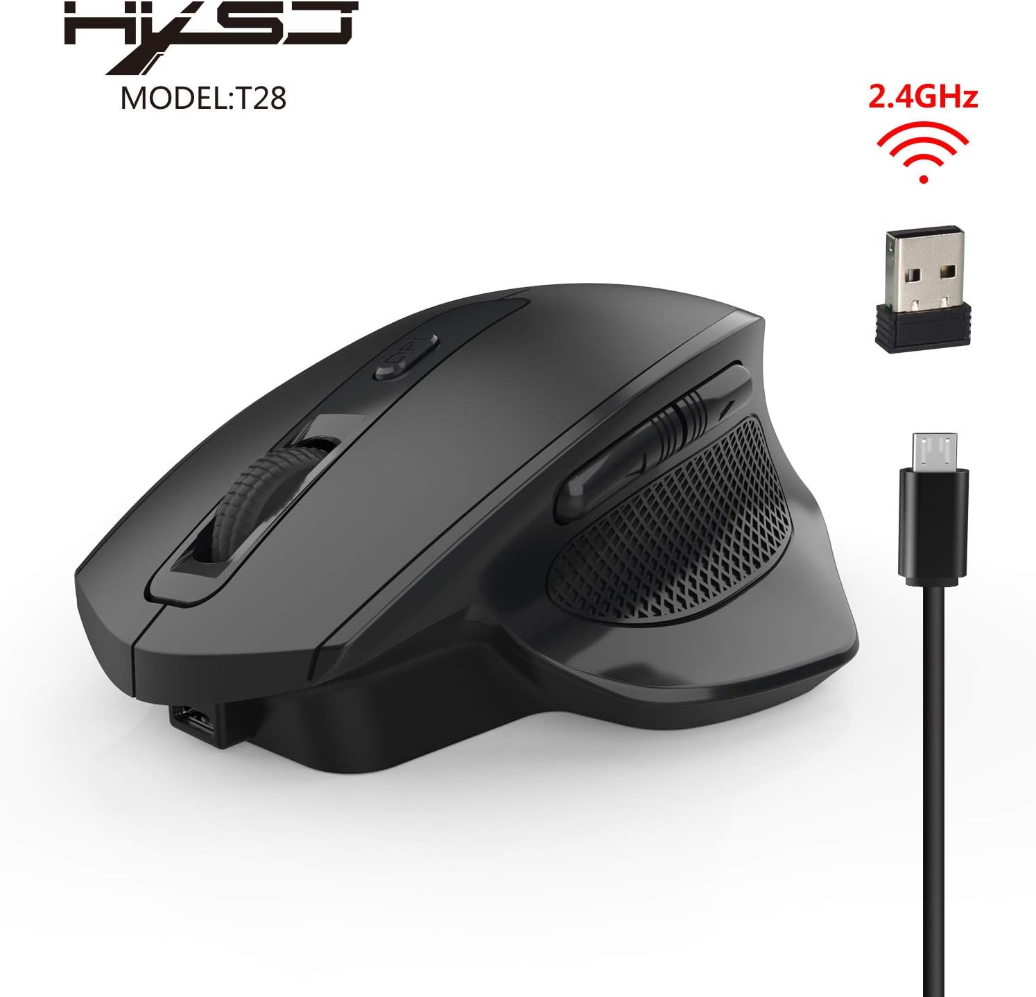 HYSJ New Type T28 Vertical Wireless Silent Charging Mouse 6-key ...