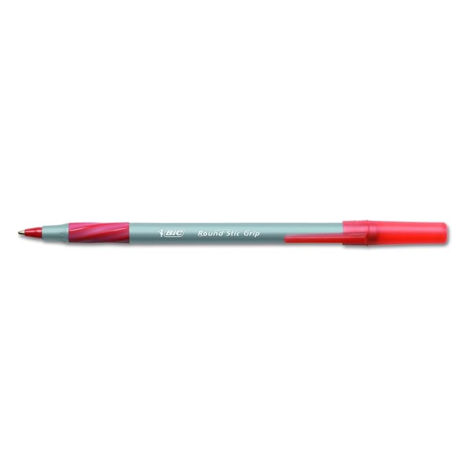 BIC Round Stic Grip Xtra Comfort Ballpoint Pen, Medium Point (1.2mm ...