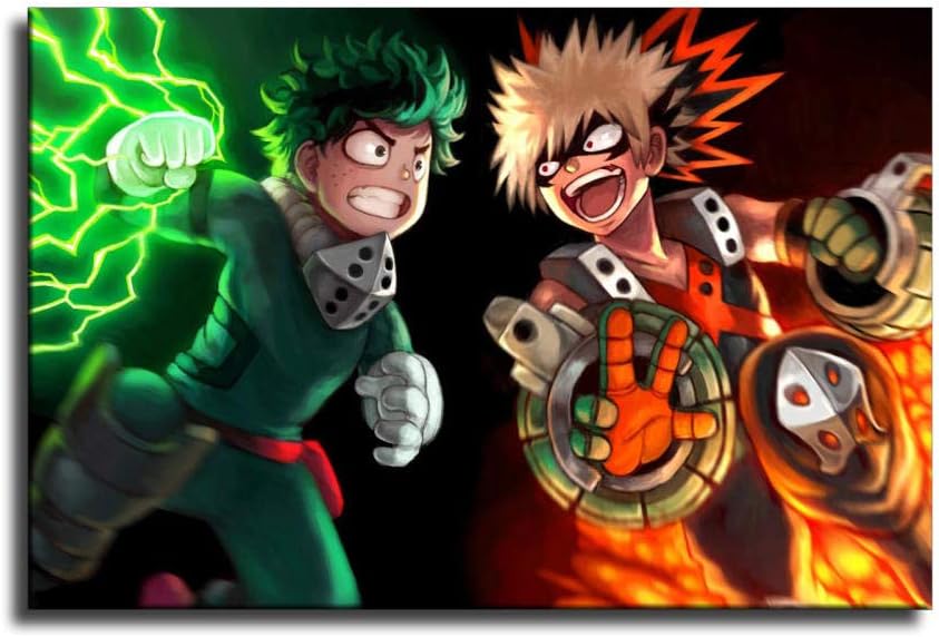 Póster de My Hero Academia Deku vs Bakugo Punch en lienzo y arte de ...