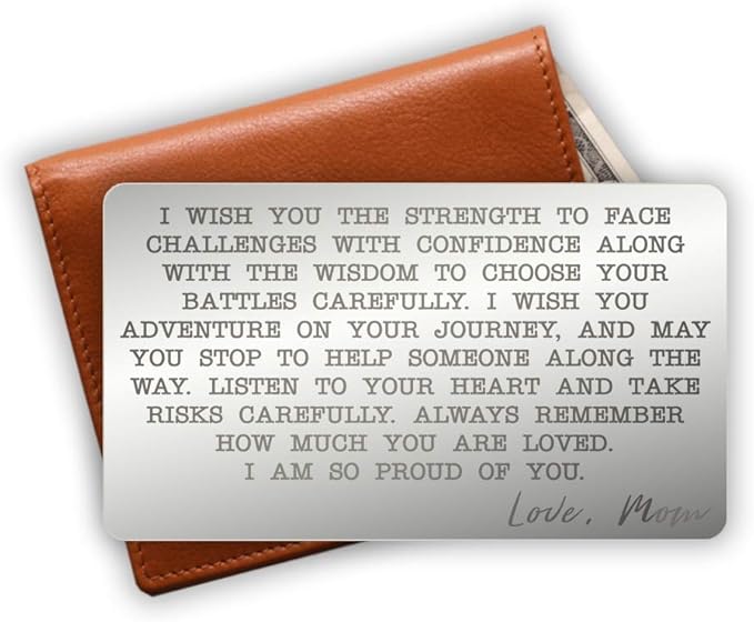 Engraved Stainless Steel Wallet Card Insert - Son Gift Idea from Mom ...