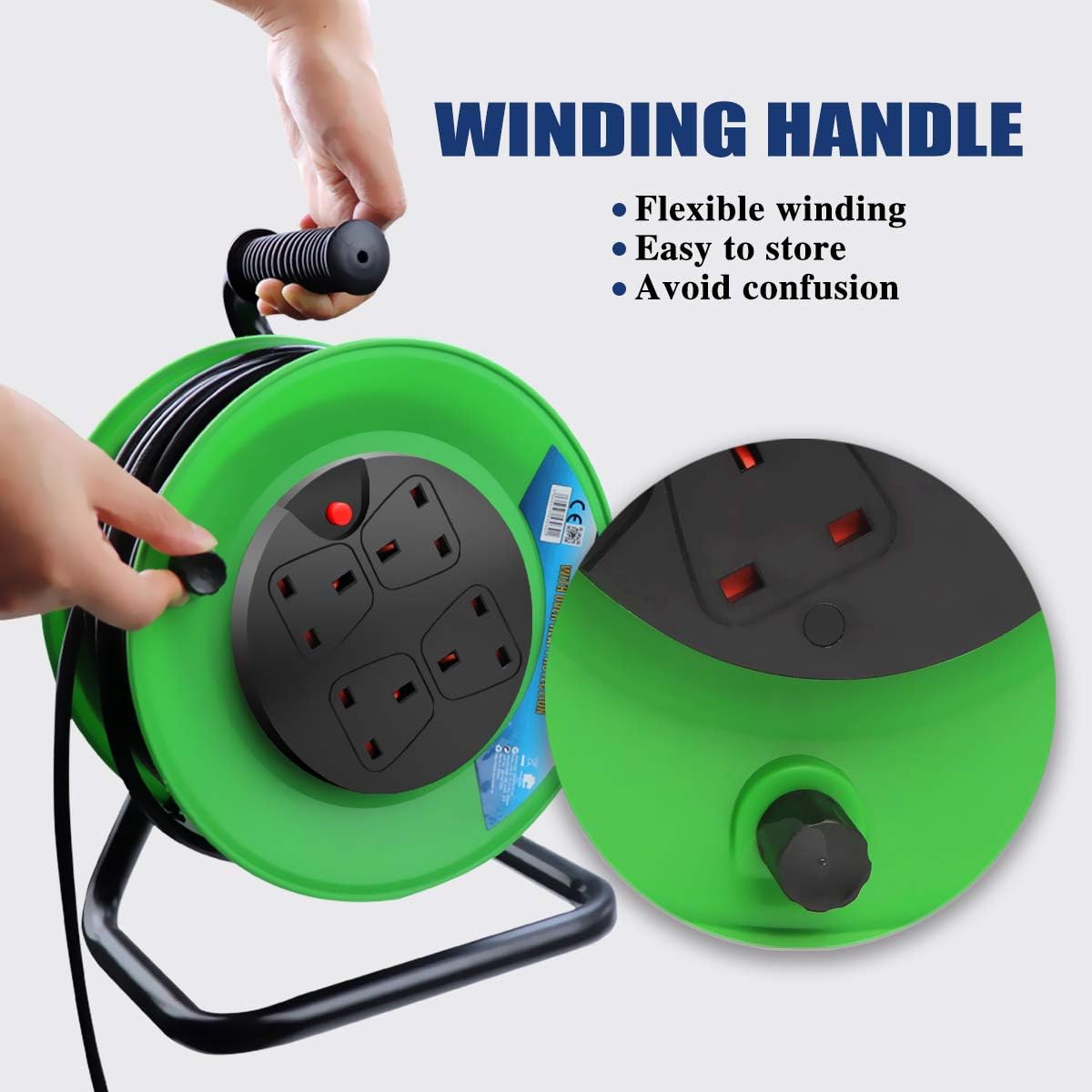 4 WAY HEAVY DUTY CABLE METER 25M METRE EXTENSION REEL LEAD MAINS SOCKET ...