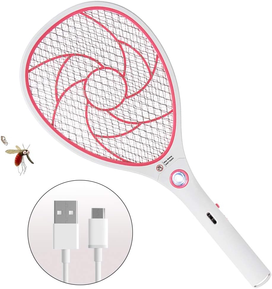 Zomake Electric Fly Swatter USB Rechargeable,Fly Killer Racket 3000 ...