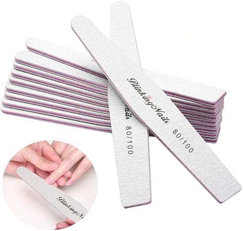 10 PCS Professional Nail Files 80/100 Grit Acrylic Nail Files and ...