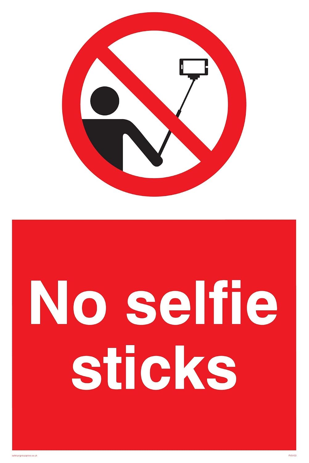 Viking Signs PV5433-A4P-V”No Selfie Sticks” Sign, Vinyl, 300 mm H x 200 ...