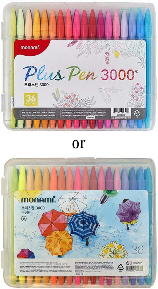 MONAMI Plus Pen 3000 Felt Tip Pens, Fine Point (0.4mm), Coloring ...