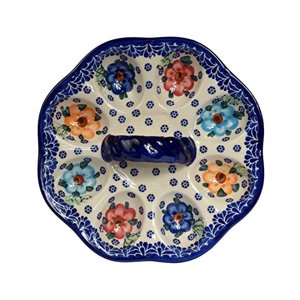 Traditional Polish Pottery, Handcrafted Ceramic Devilled Egg Platter ...