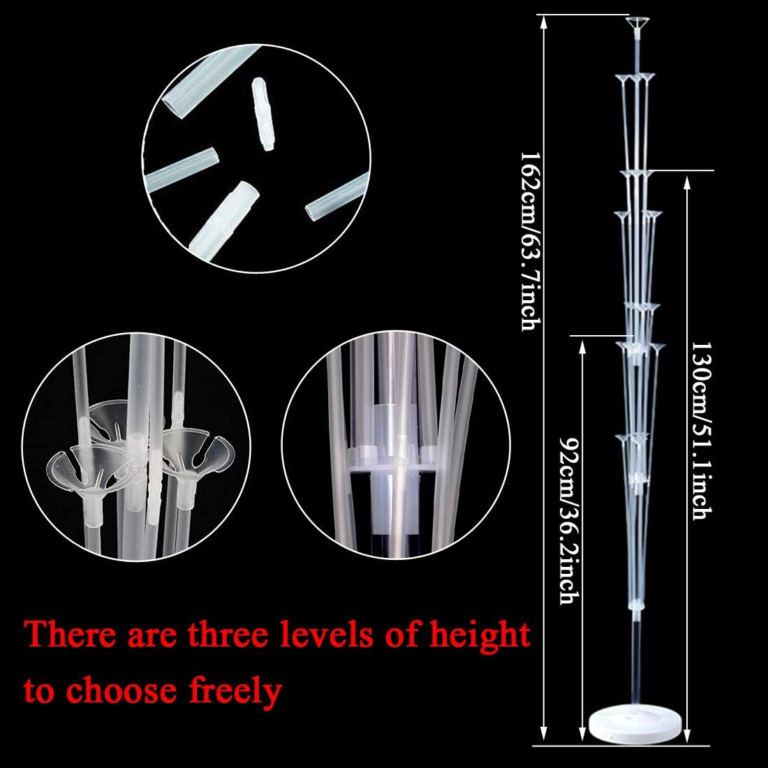 2 Sets Balloon Column Stand Kits 5.3 FT High Balloon Tree Can holder 19 ...
