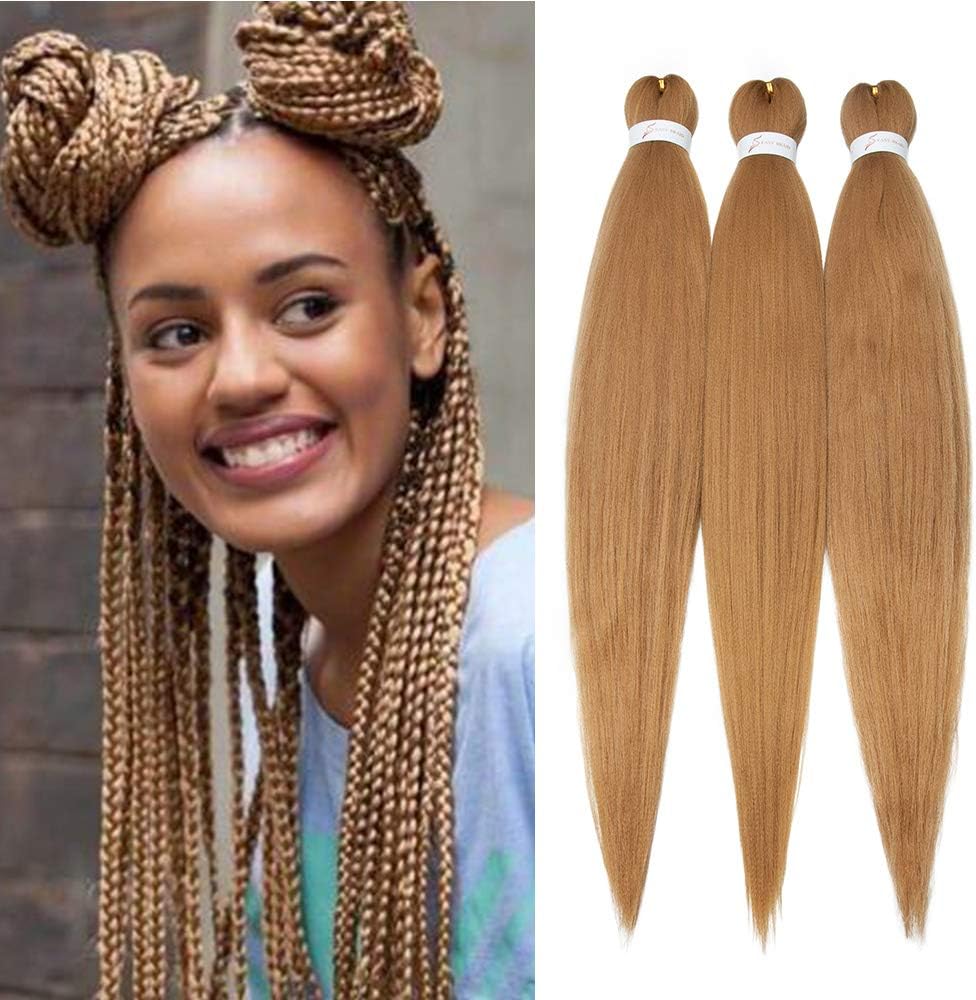 3 Packs EZ Pre-stretched Braiding Hair Easy Braid Professional Itch ...