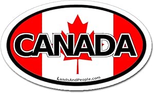 Amazon.com: Canada and Canadian Flag Car Bumper Sticker Decal Oval ...
