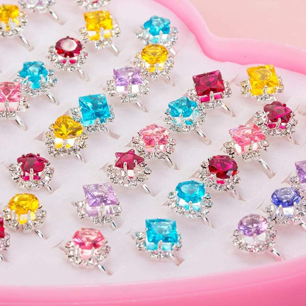 36PCS Little Girls Jewellery Rings, Children’s Toys Rings with Heart ...