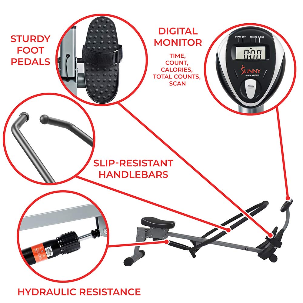 Sunny Health & Fitness SF-RW1410 Rowing Machine Rower with Full Motion ...