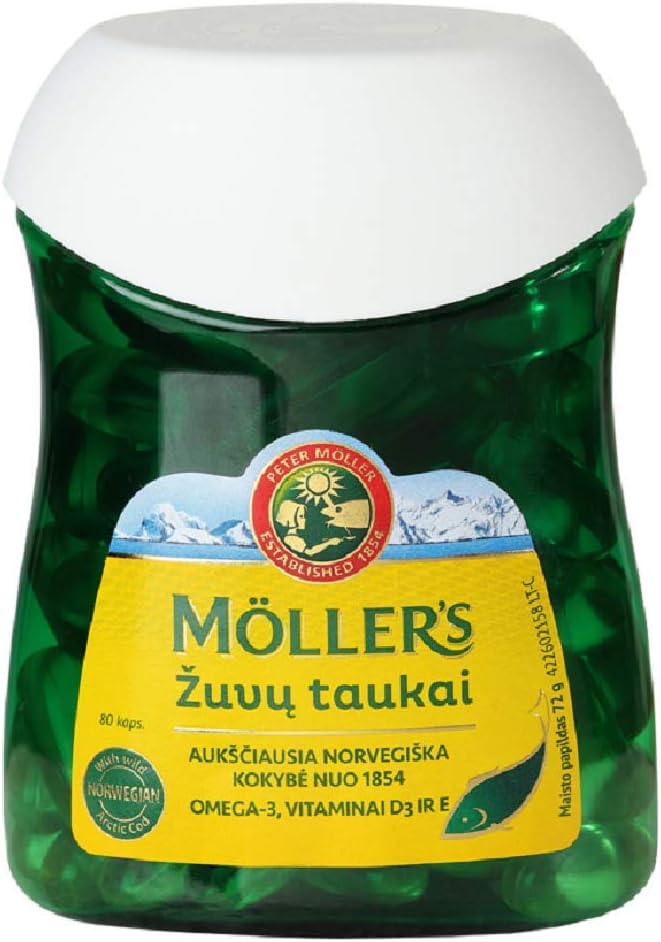 Moller’s Fish & Cod Liver Oil 80 Softgels Omega 3, Made in Norway ...