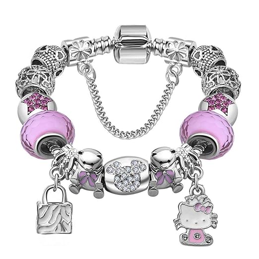 MIADEAL Hello Kitty Charms Bracelet, Fits Pandora Kids Girls Bracelet ...