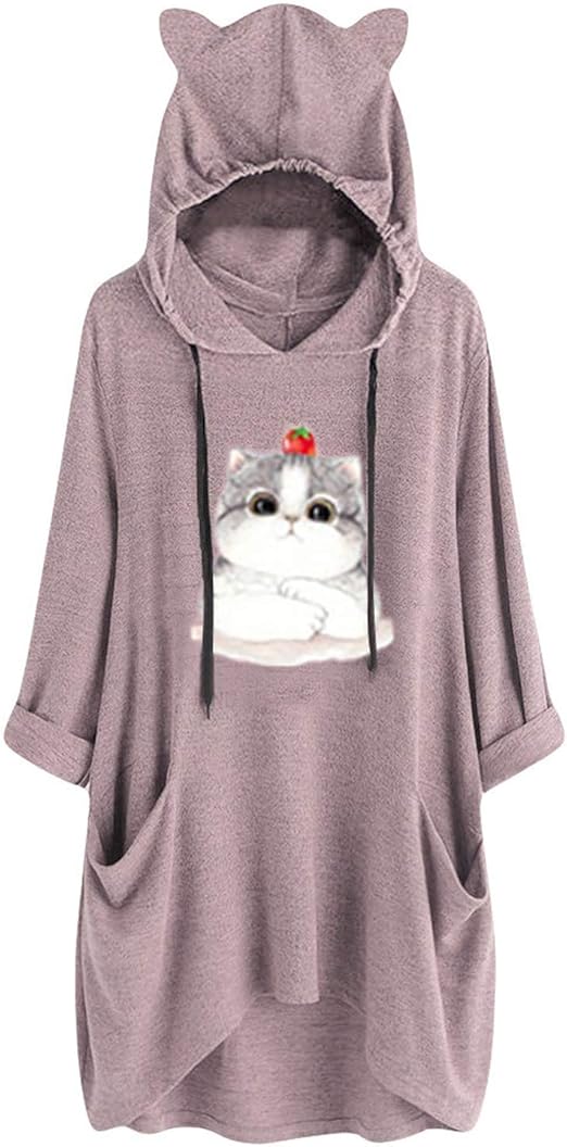 Sudadera de manga larga con capucha y diseño de orejas de gato, color ...