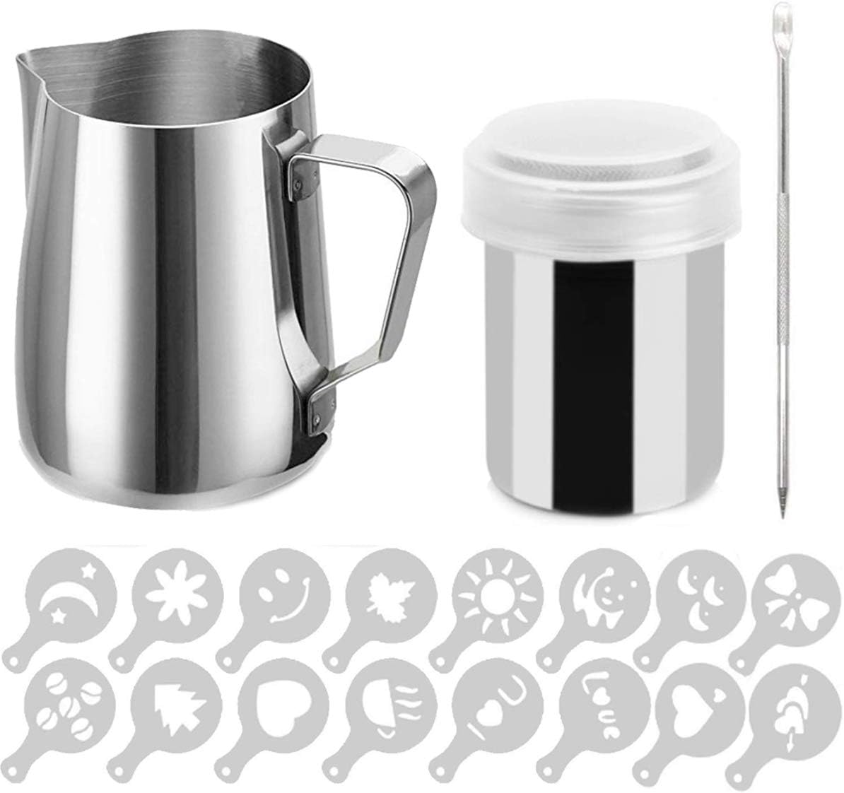 Chougui Stainless Steel Milk Frothing Pitcher 20 oz Coffee Shaker ...