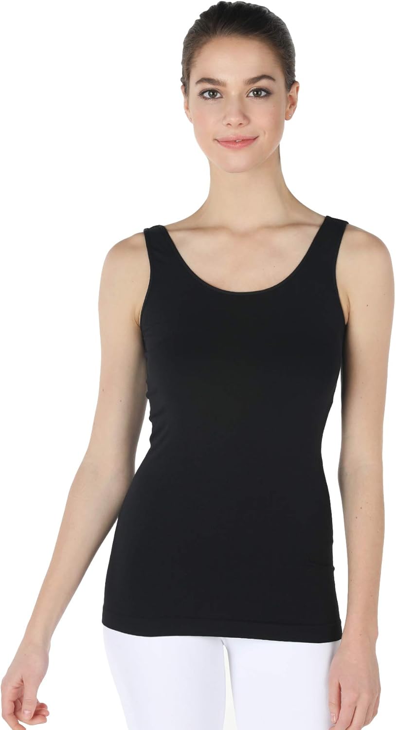 NIKIBIKI Womens Seamless Plain Jersey Tank Top Black: Amazon.ca ...