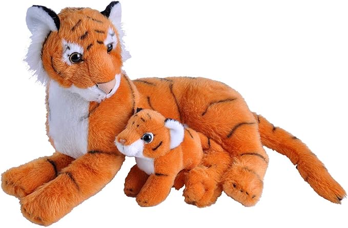 Amazon.com: Wild Republic Mom & Baby Tiger Plush, Stuffed Animal, Plush ...