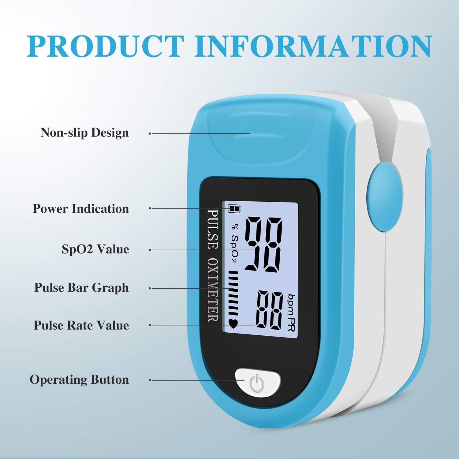 Pulse Oximeter, Oxygen Monitor Finger Heart Rate Monitor, SpO2 Blood ...