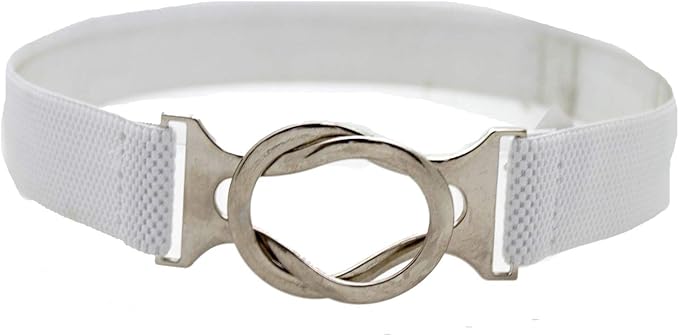 TFJ Women Elastic Skinny Fabric Belt Hip High Waist Silver Metal ...