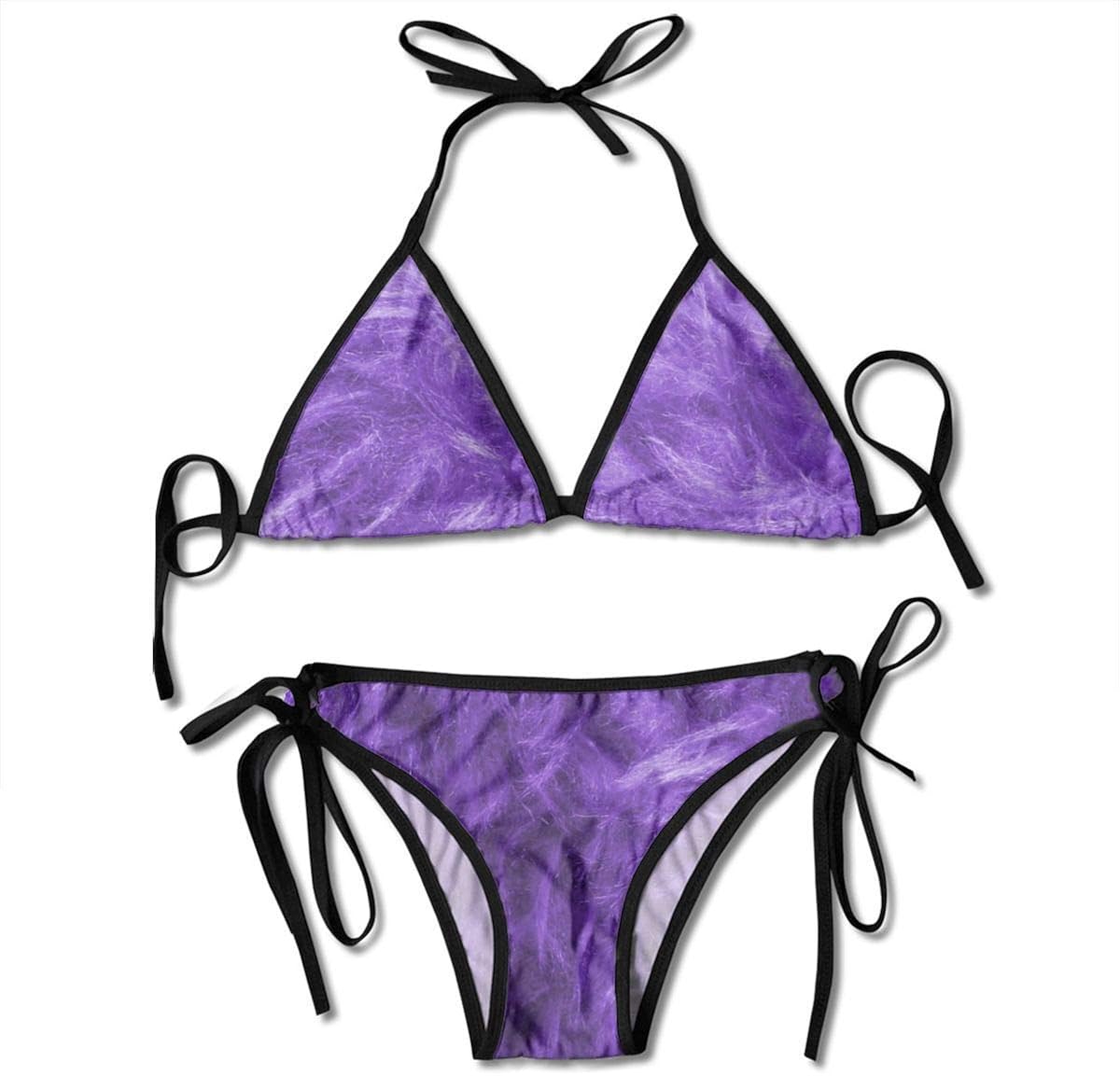 Purple Printed Womens Bikini Sets,Triangle Swimwear Beach Bathing Suit ...