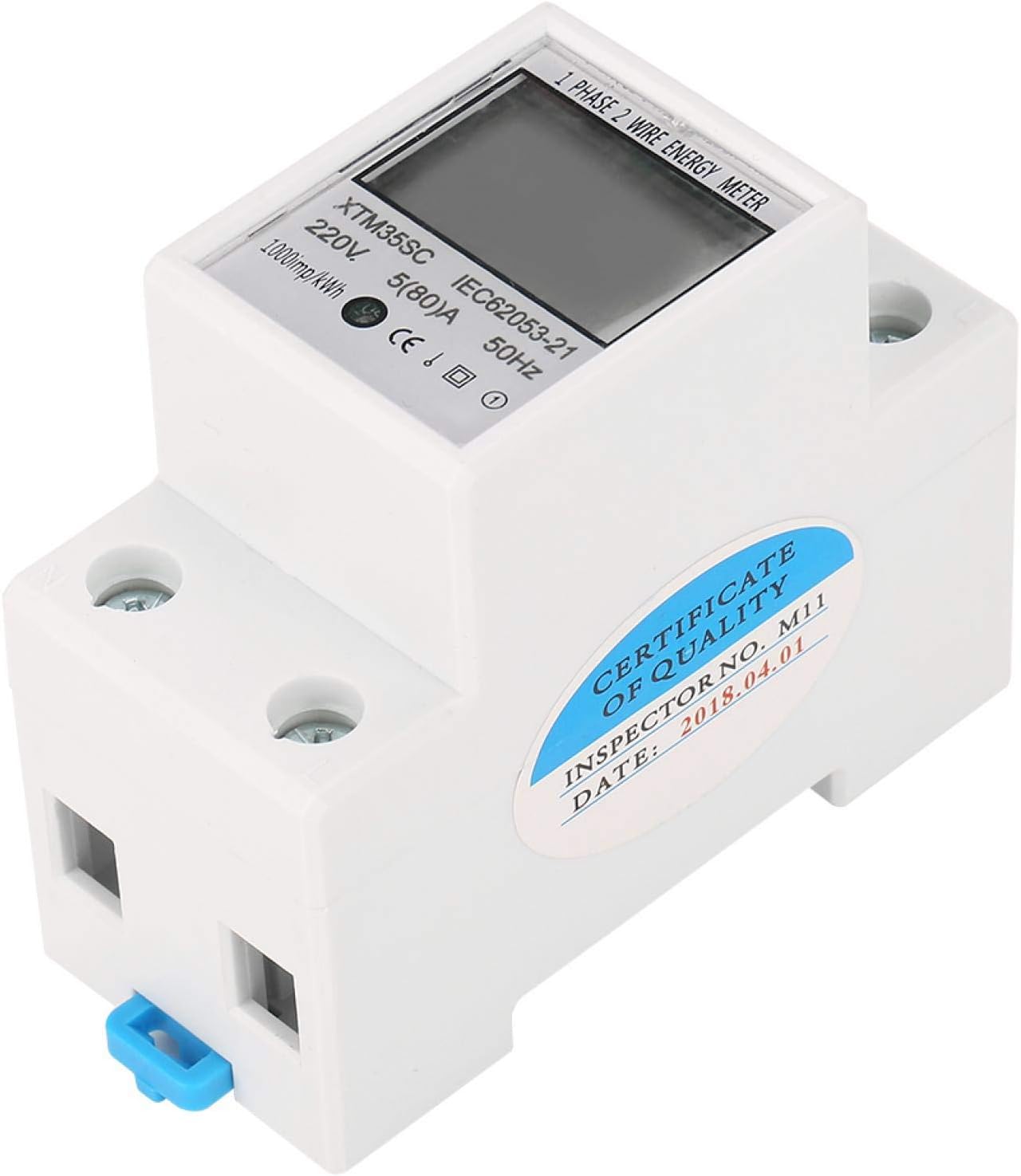 A Single Phase 2P Energy Meter DIN Rail Type KWH Watt Hour Electric ...