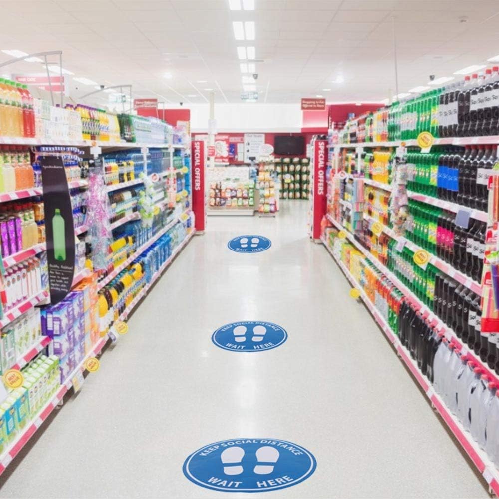 COPACHI Social Distancing Floor Decal Stickers, 6 Feet Notice Floor ...