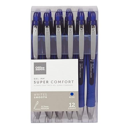Foray(R) Super Comfort Grip Retractable Gel Pens, 0.7 Mm, Medium Point ...
