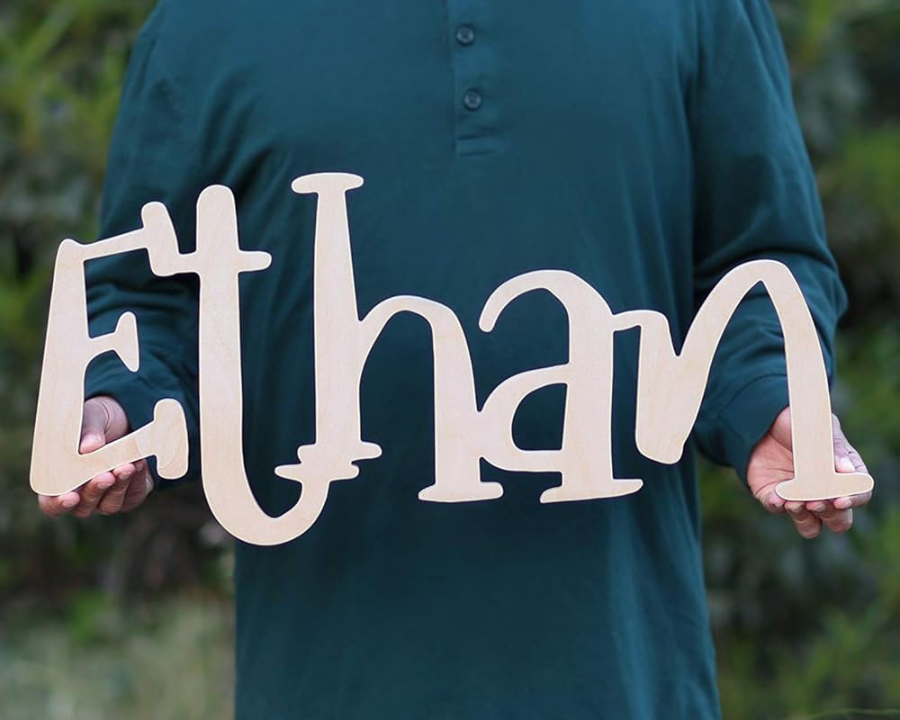 Amazon.com: Custom Personalized Wooden Name Sign, Ethan Font ...