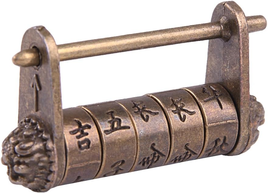 GTHER 50x27mm Antique Vintage Chinese Characters Combination Password ...
