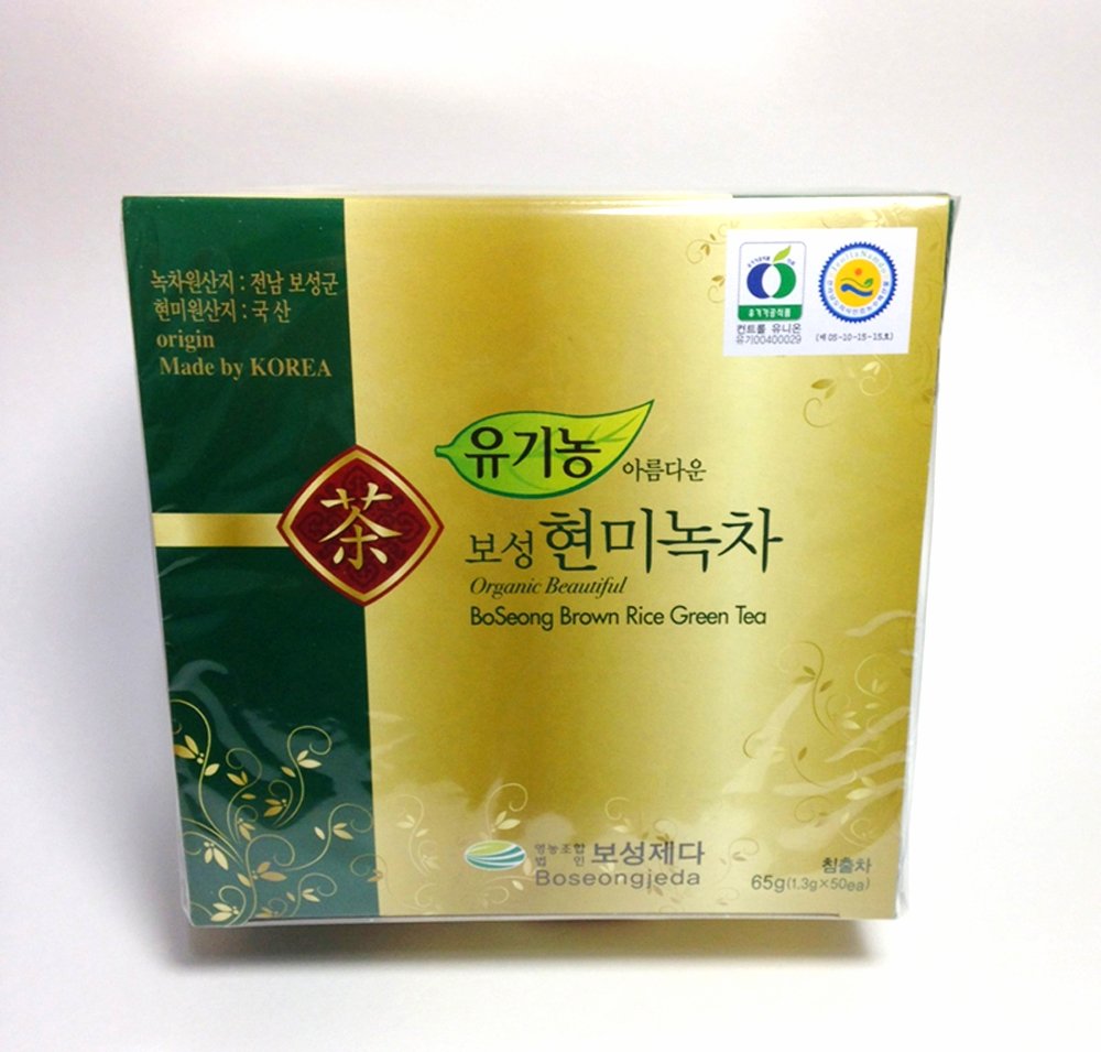 Amazon.com : 100% Organic Korean Brown Rice Green Tea 1.3g X50 Tea Bags ...