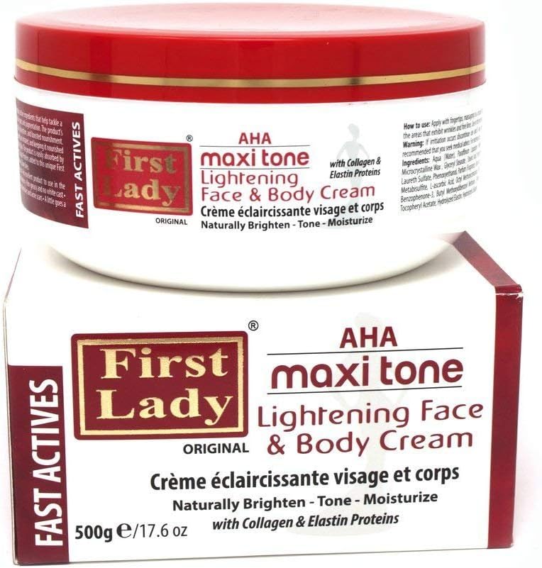 First Lady Premium AHA Maxi Tone Skin Lightening Face & Body Cream 500g ...